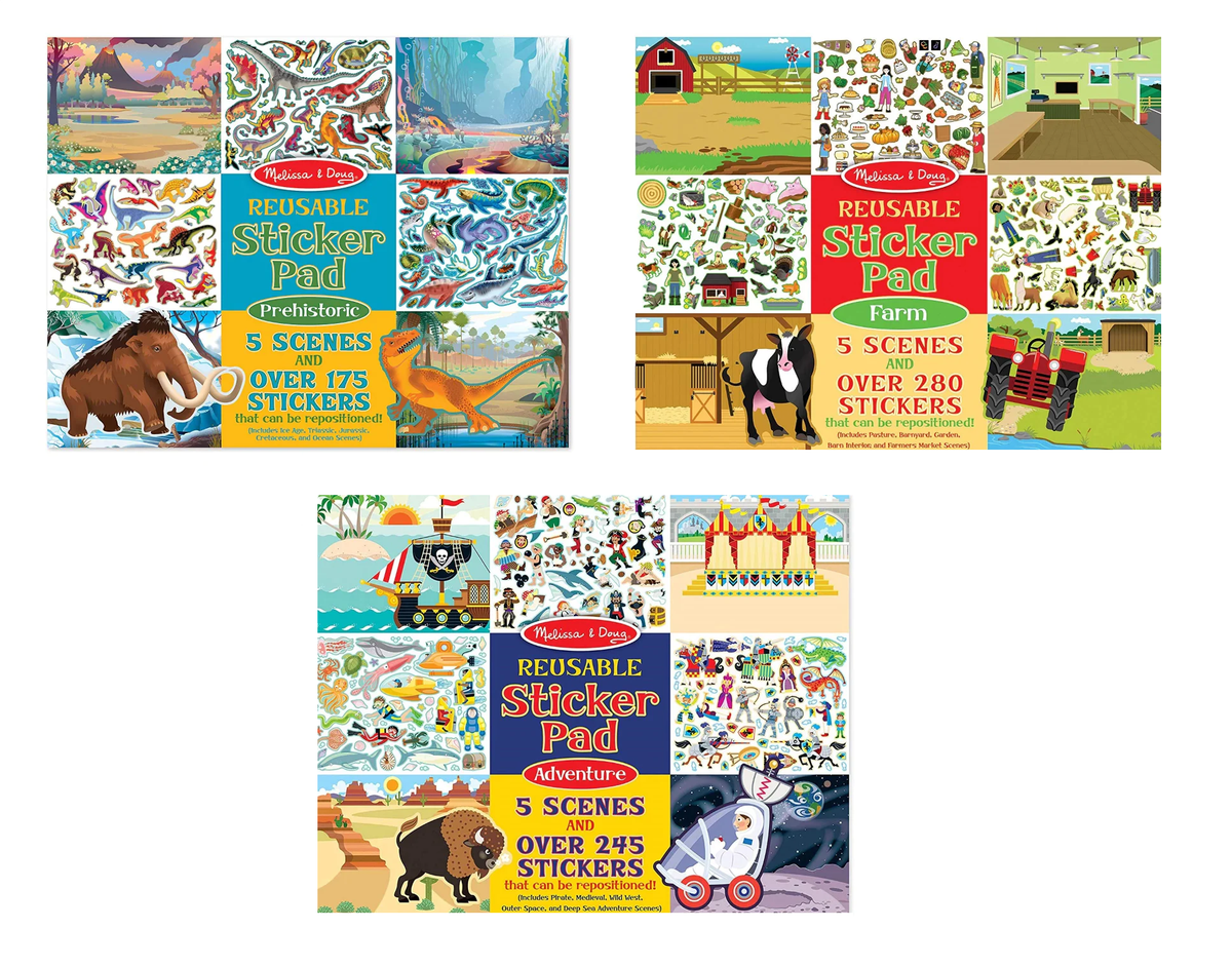 Melissa & Doug Jumbo Sticker Pad Set of 3 - Farm, Adventure and ...