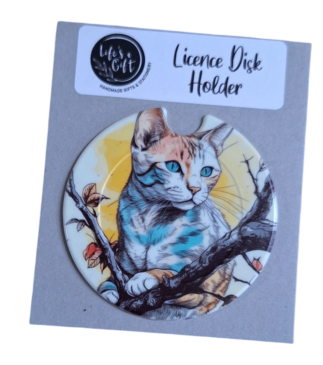 Licence Disk Holder - Stunning Blue Eyes Cat on a Branch | Shop Today ...