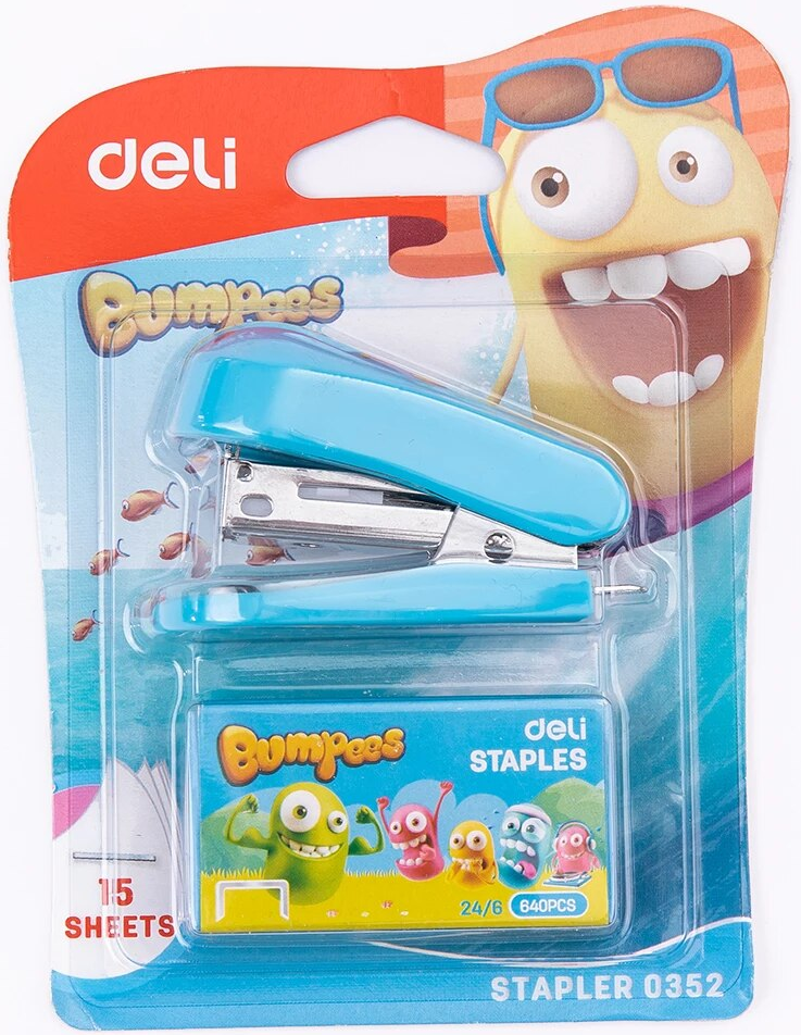 Deli Bumpees 15 Sheets Mini Stapler With 640 Pieces 24/6 Staples - 0352 ...
