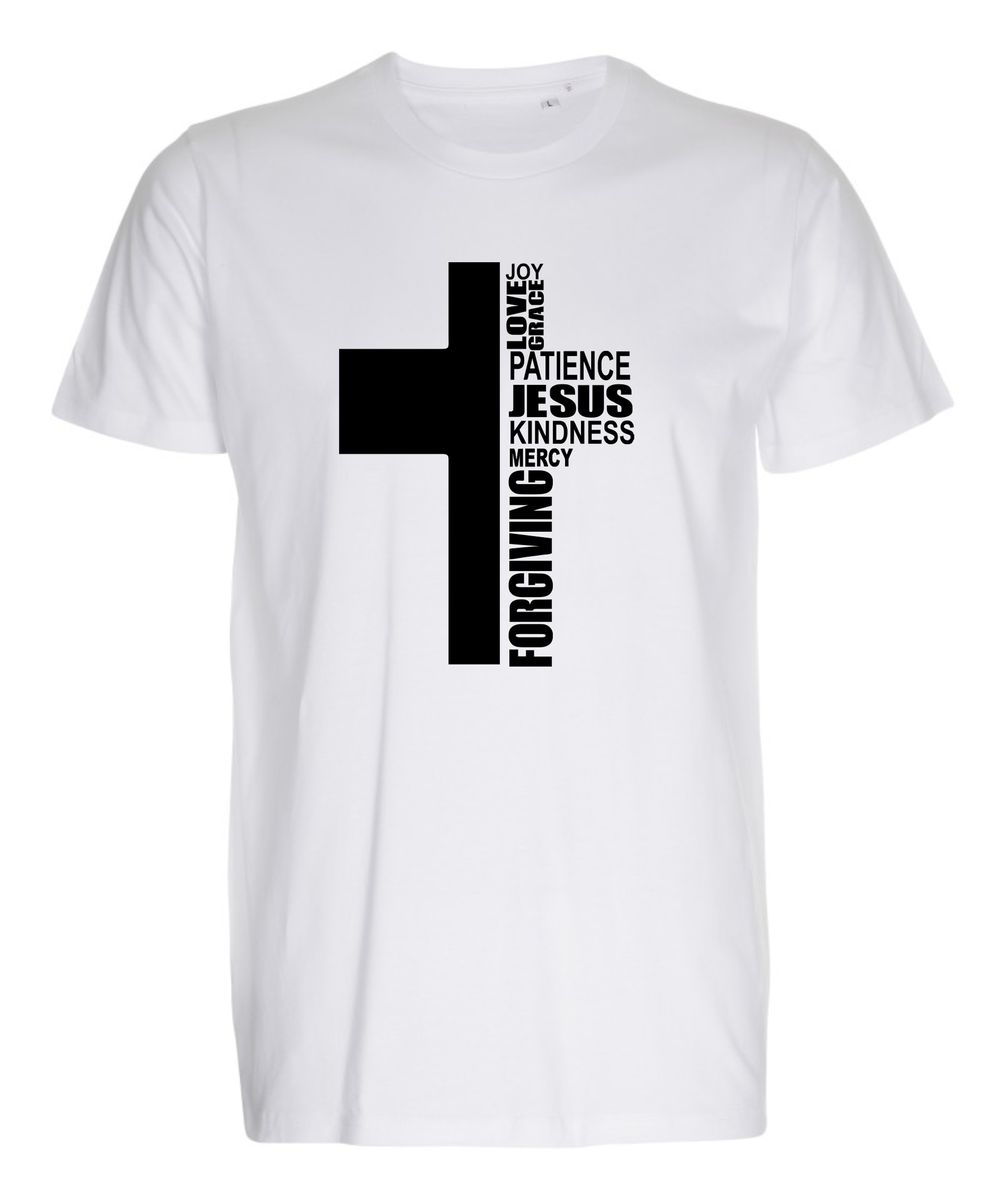 Christian Inspired Cross White Crew Neck Men's Gift T-Shirt | Shop ...