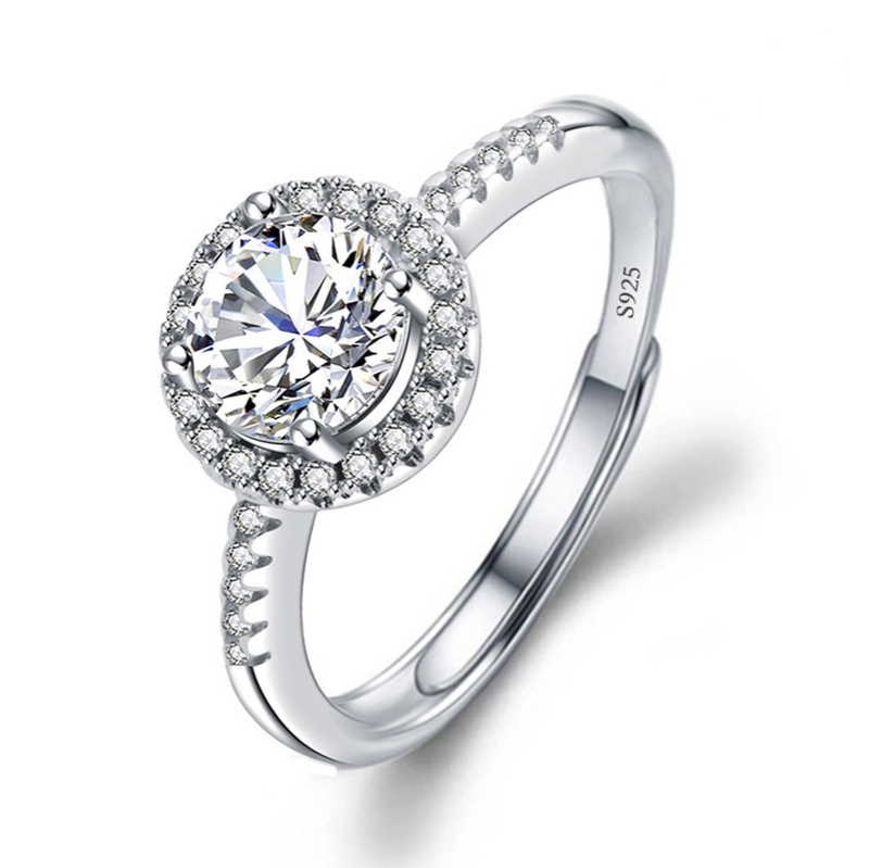 Ring Diamond Female Six Prong 1 Carat 2 Carat Moissanite Adjustable Ring | Buy Online in South ...