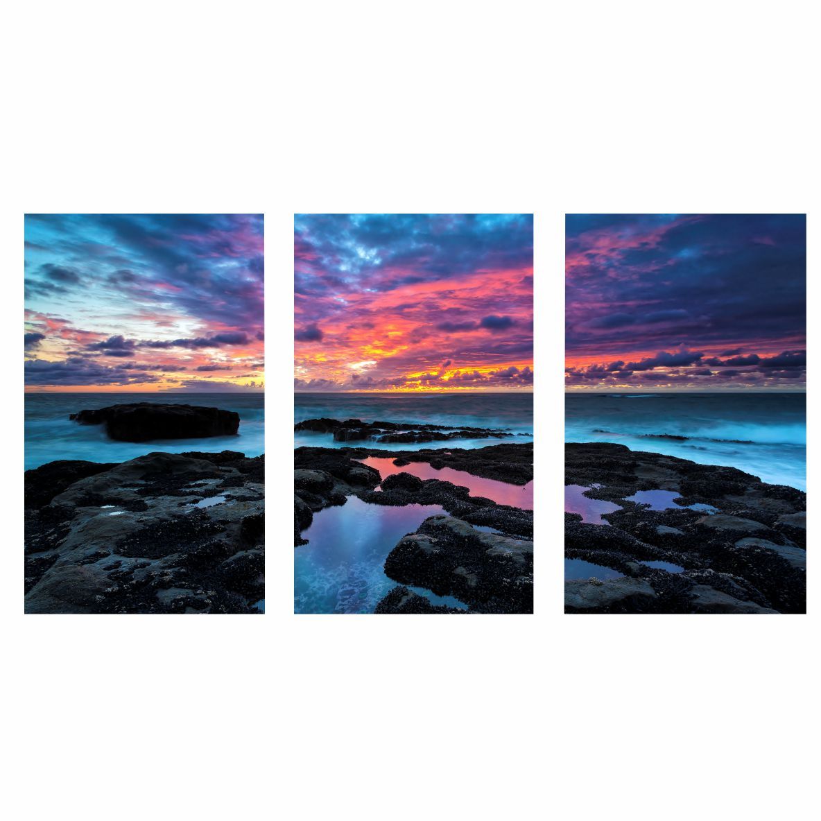 Premium Block Mounted Cotton Canvas Split Print : Colourful Ocean ...