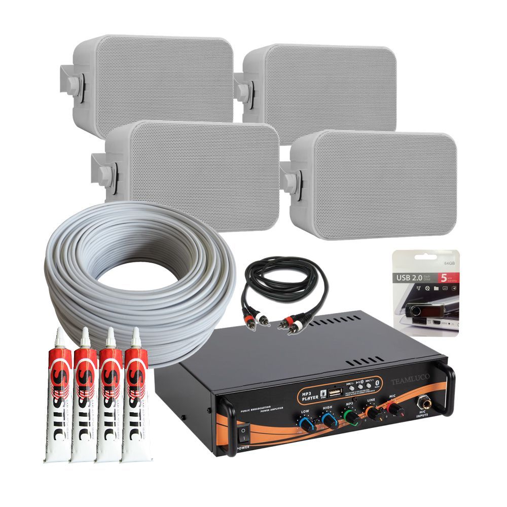 Coffee Shop & Small Restaurant Sound System with 4 x White wall ...