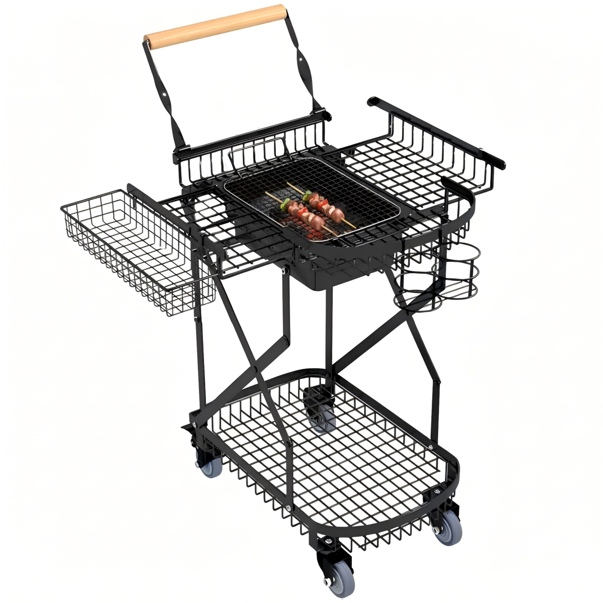 Foldable Charcoal Grill Cart Portable Braai Trolley BBQ Cart Shop ...