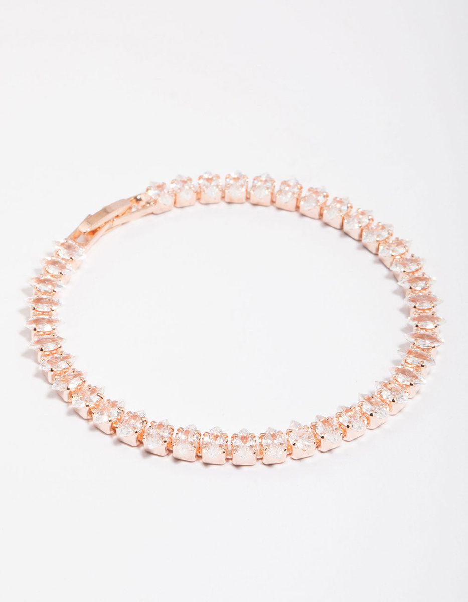 Rose Gold Cubic Zirconia Navette Tennis Bracelet | Shop Today. Get it ...