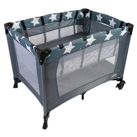Baby Links Star Cot with 2 Layers, Anti-Slip Feet & Wheels with Carry ...