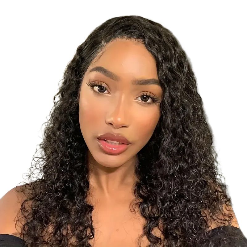 Deer 18In Peruvian Hair Curly Full Frontal Wig 13x4 Lace Front Glueless ...