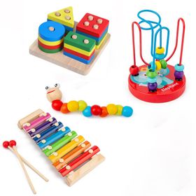 4 Pcs Toddler Musical Instruments Set Wooden Percussion Instruments ...