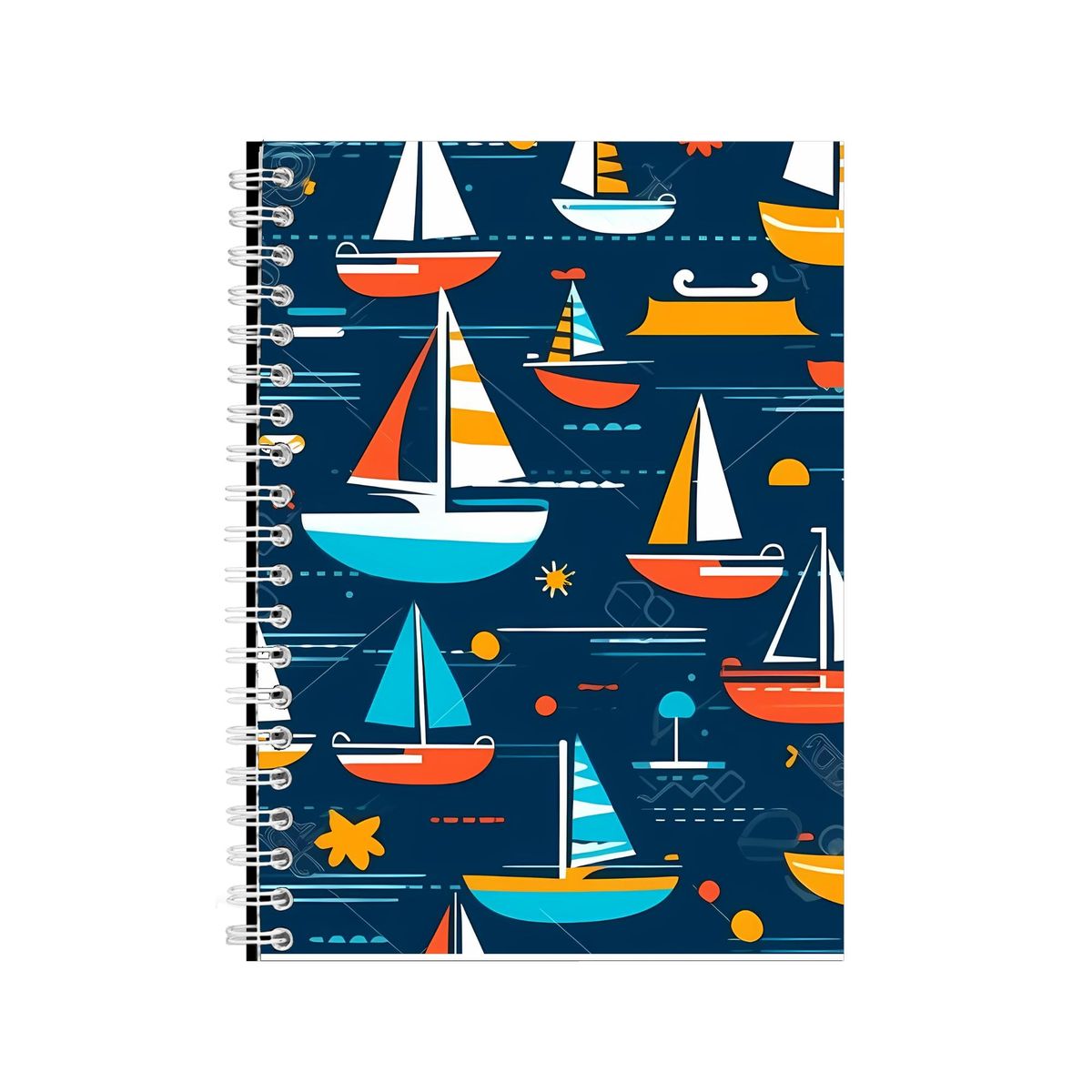 Boats_18 A5 Notebook Spiral Lined Boat Patterns Graphic Notepad Present ...