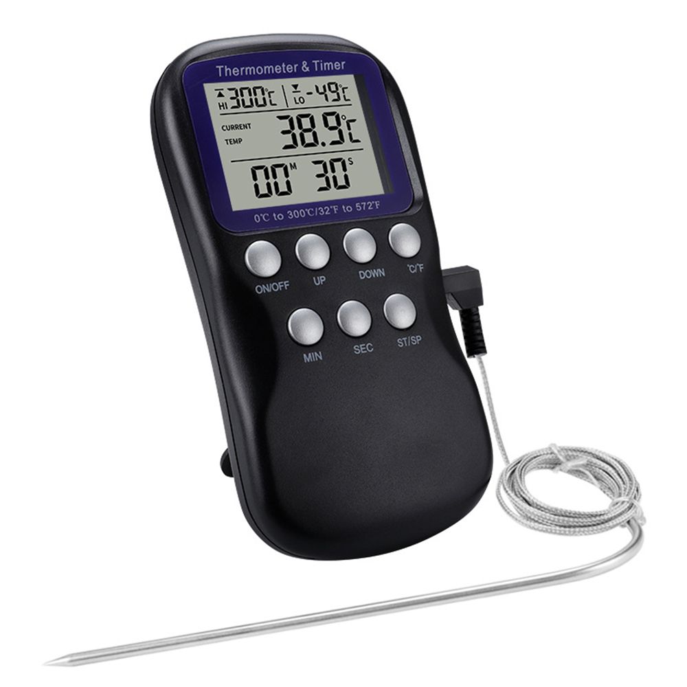 Instant Read Digital LCD Meat Thermometer with Timer & Stand Holder ...