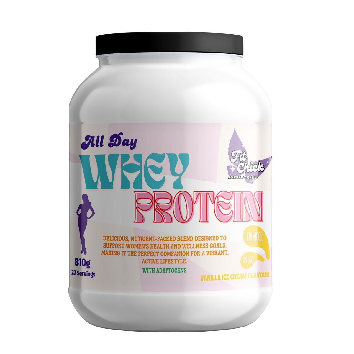 Fit Chick Industries - All Day Whey Protein - Vanilla Ice Cream - 810g ...