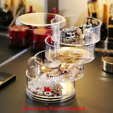 4 Tier Creative Rotatable Jewelry Organizer Box with Lid Transparent Shop Today. Get it Tomorrow takealot