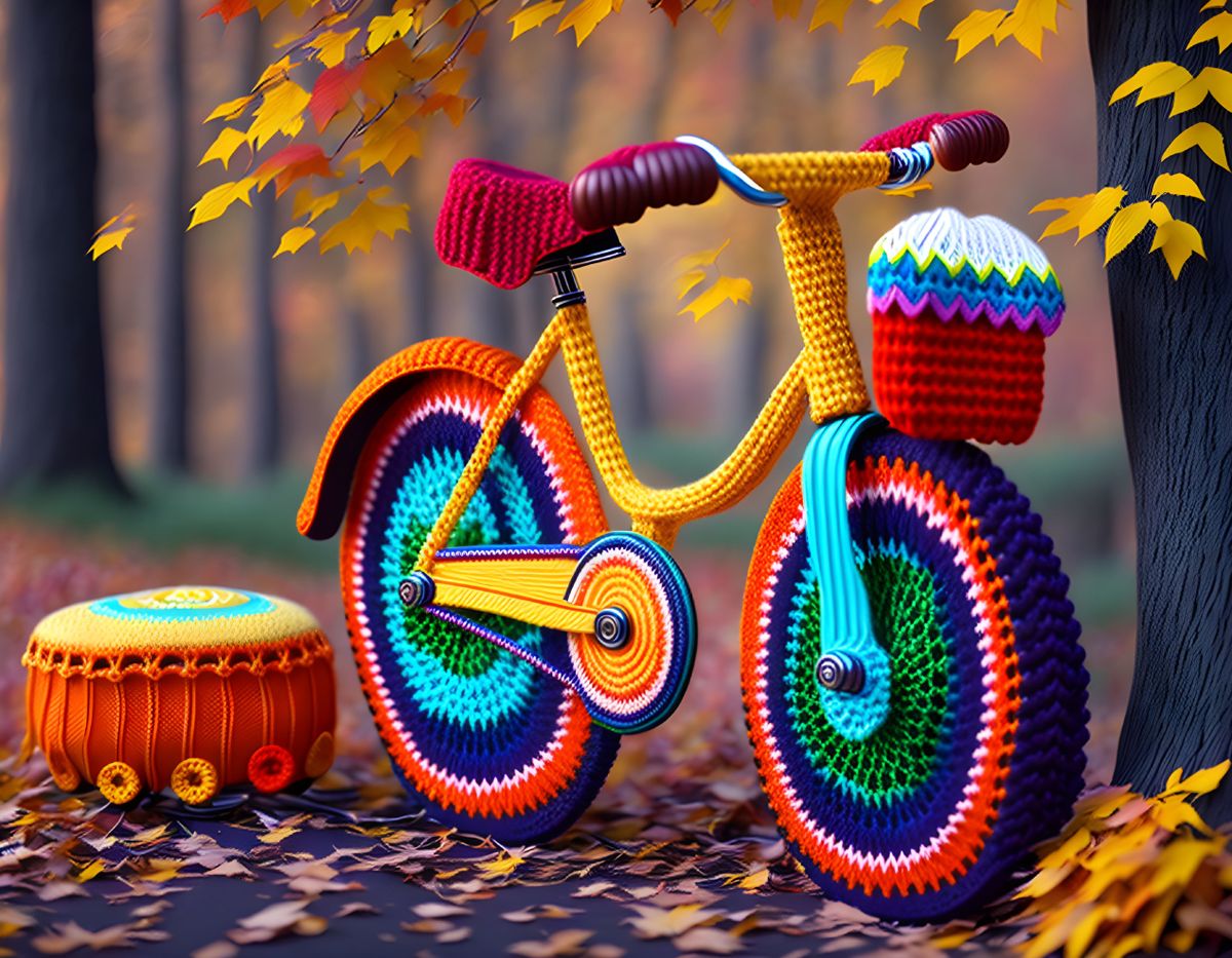 Canvas Wall Art - Colourful Wool Bicycle Artwork | Shop Today. Get it ...