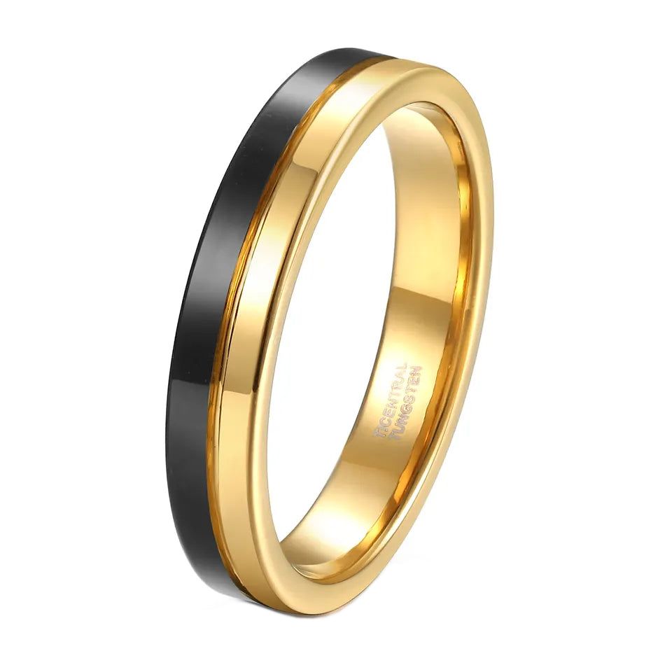 Two Tone Yellow Gold And Black Tungsten Carbide Ring Shop Today Get