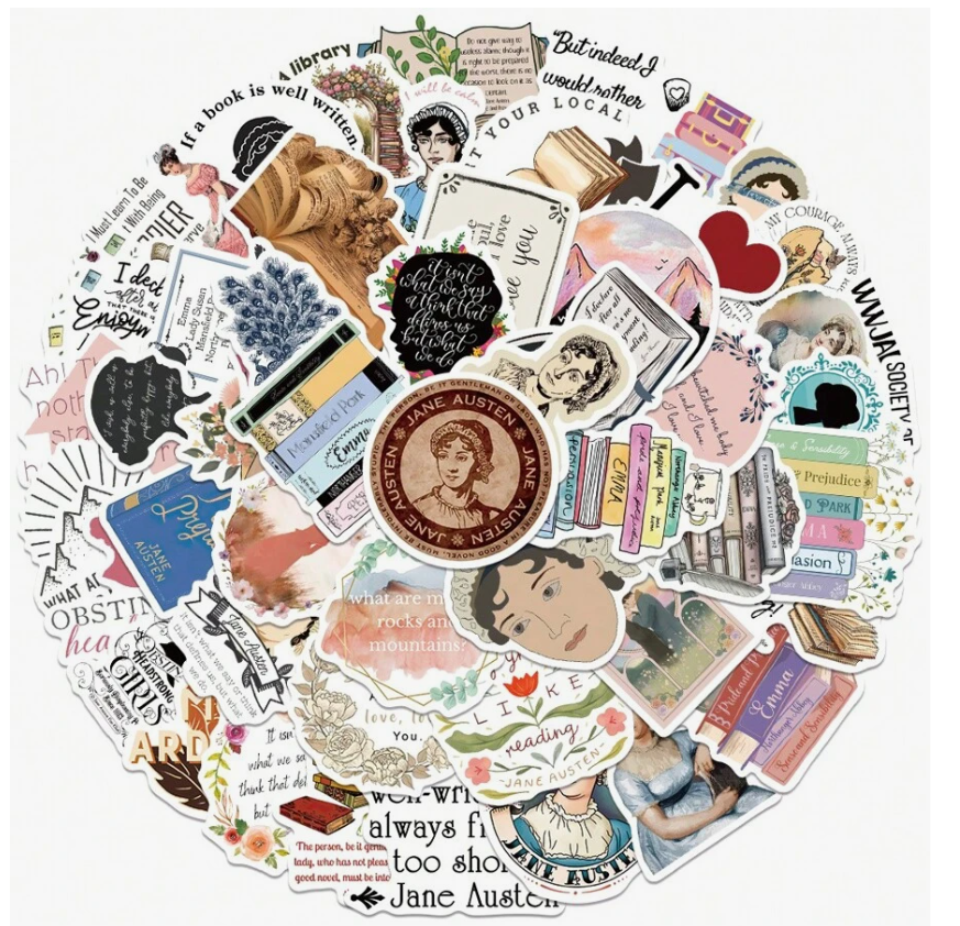 50Pcs Books Jane Austen Style English Literature Stickers Variety Pack ...