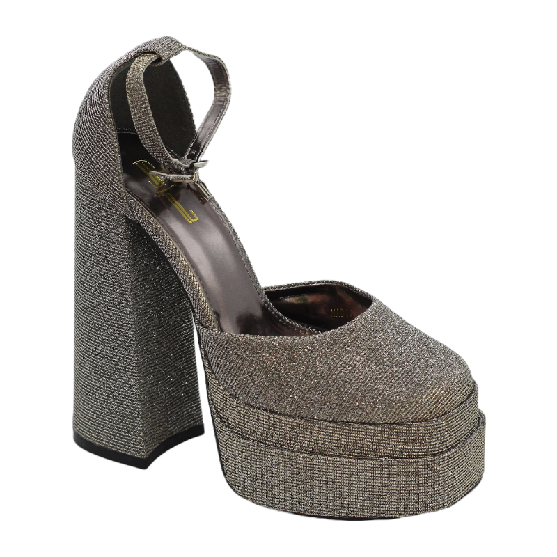 Nadia Double Platform Open Waist with Diamonds 14,5cm Heel Pewter ...