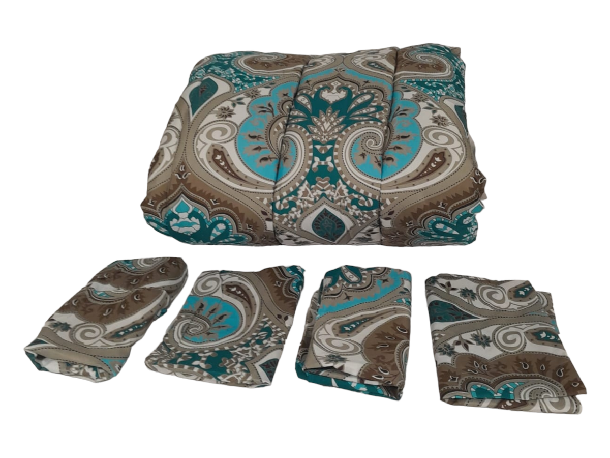 Bedding - 5 Piece Comforter Set- Queen Size -Brown/ Blue | Shop Today ...