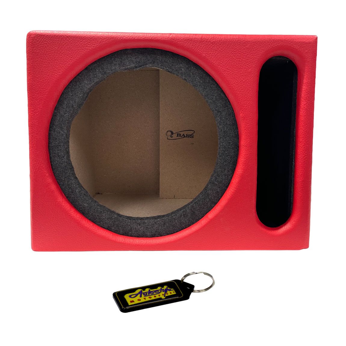 12" Single Vinyl Subwoofer Box Enclosure with Oval Port - Red & Key ...