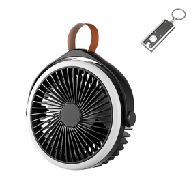 Portable Rechargeable Camping Fan with Built-In Light + LED Keyring ...