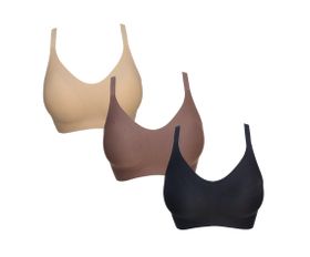 Women's Seamless Wireless Bra Padded Bralette Comfy T-Shirt Bra Pack 3 ...