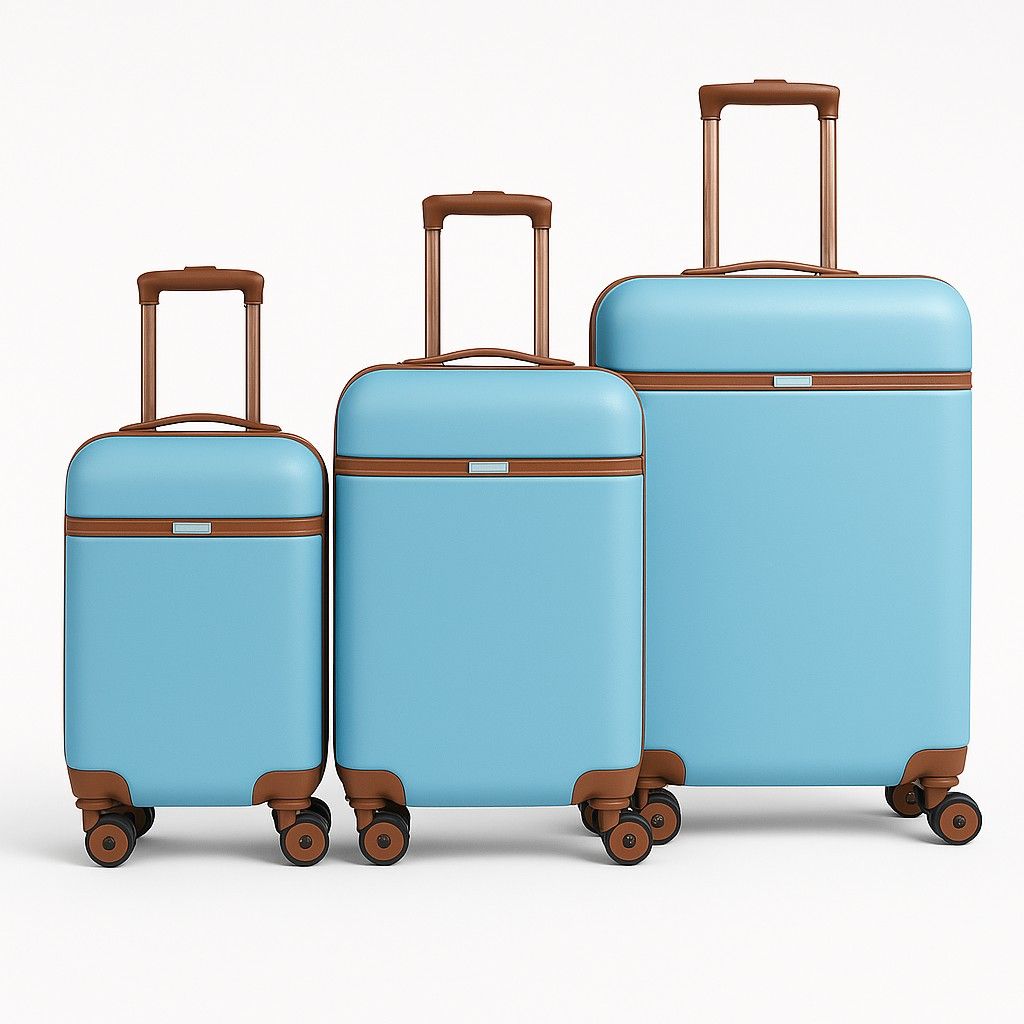 3-Piece Light Blue ABS Hardside Luggage Set - Spinner Wheels & Lock ...