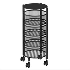 4 Layer Multipurpose Round Rotating Standing Storage Shelf - Black ...