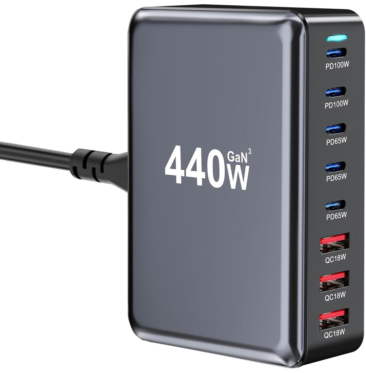 440W Fast USB C GAN Charger Block 8 Port Charging Station Wall Charger ...