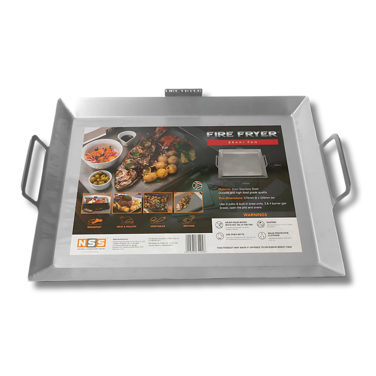 Braai Pan Solid 304 Stainless Steel - Heavy-Duty | Fire Fryer | Shop ...