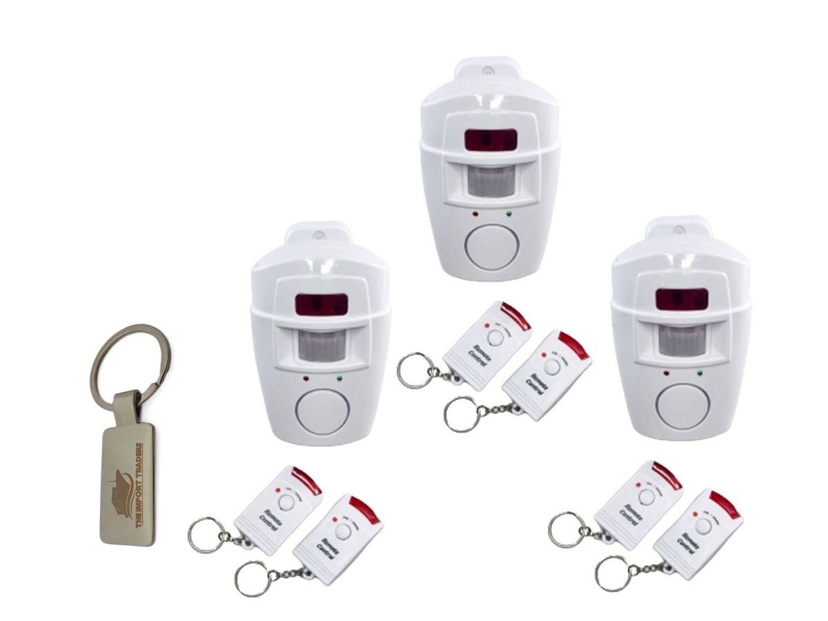 3 Pack Motion Detector Alarm Kit - Remote Controlled With TIT Keychain ...