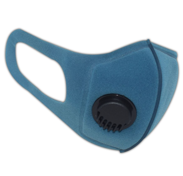 Face Mask - Reusable Sponge with 1 Breathing Valve - Teal Blue - 1's ...