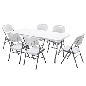 Unique Folding Rectangle Table With 6 Chairs- White | Shop Today. Get ...