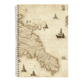 Vintage A4 Notebook Spiral and Lined Maps Graphic Notepad Design ...