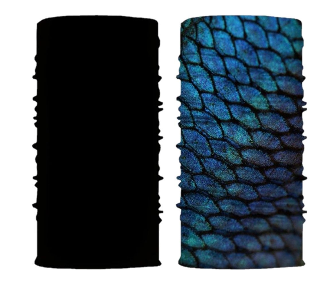 Face-Neck Warmer Bandana Face Shield Black and Blue Scale Set of 2 ...