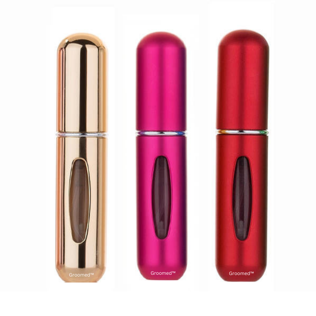 Groomed - Refillable Mini Perfume Spray Bottle- 5ml Capacity - 3-in-1 ...