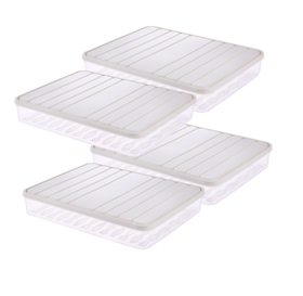 4 Piece Food Storage Container Stackable Plastic Sealed Transparent Box ...