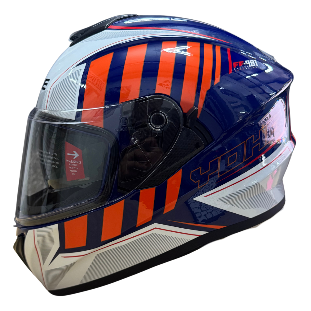 YOHE 981 Shinny White/Orange/Blue Gloss Helmet | Shop Today. Get it ...
