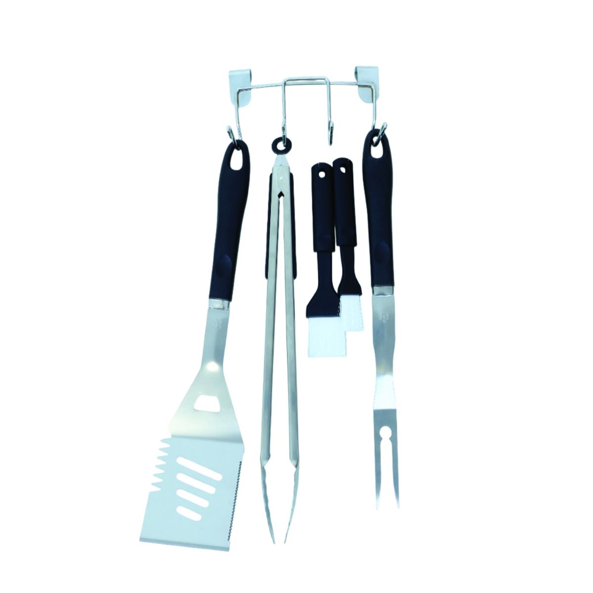 Braai Tool Holder Set - Braai Grid Rack w/Spatula, Fork, Tongs & 2 ...