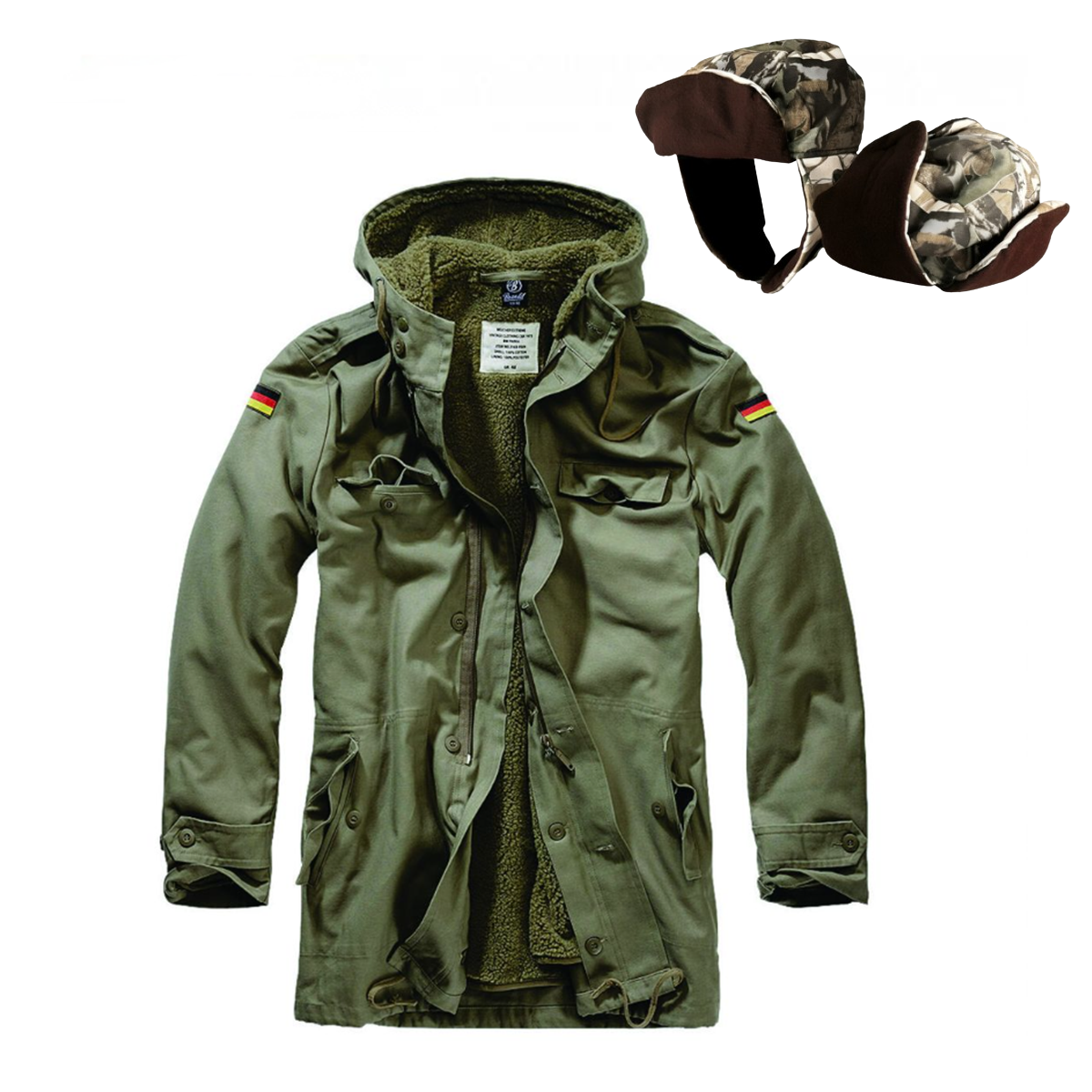 German Nato Parka Jacket & Camo Winter Fleece Hat Combo - Unisex | Shop ...