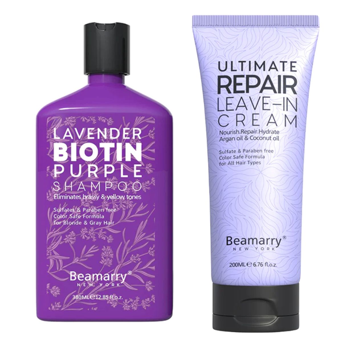 Beamarry Biotin Purple Shampoo & Ultimate Repair LeaveIn Cream Sulfate ...