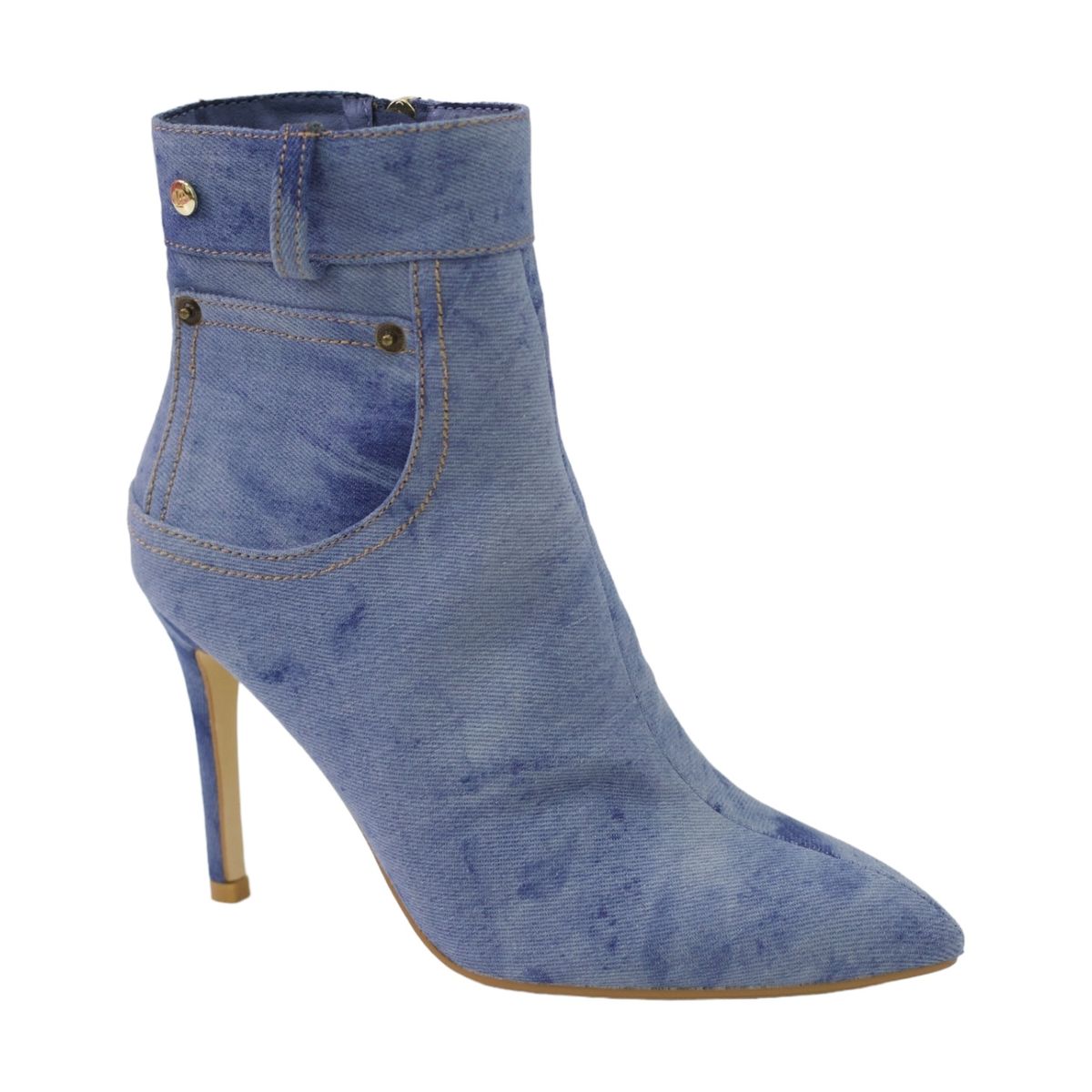 LaMara Paris - Beat 10cm Heel Low-Rise Jeans Pointy Ankle Boot - Denim ...