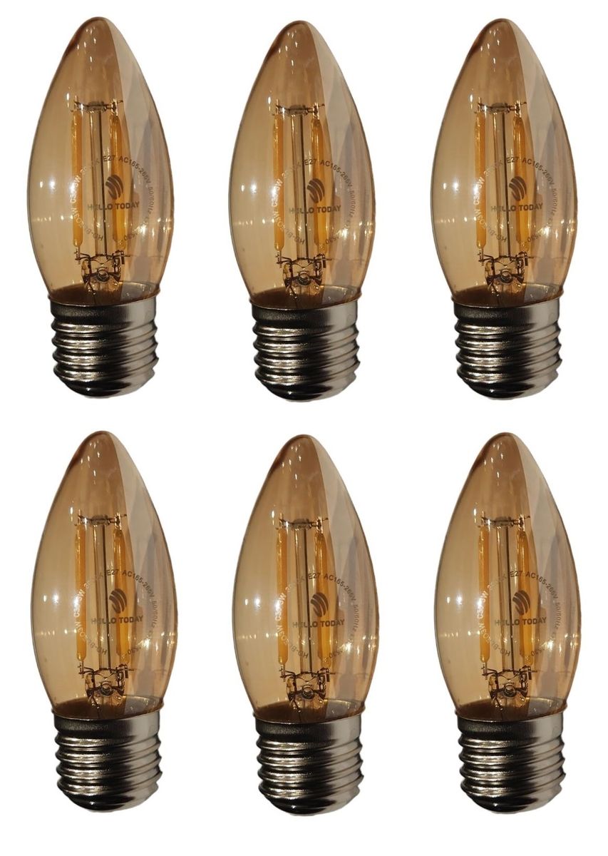 E27 3W Candle LED Filament Bulb - 6 Pack Warm White C35 Globe | Shop ...