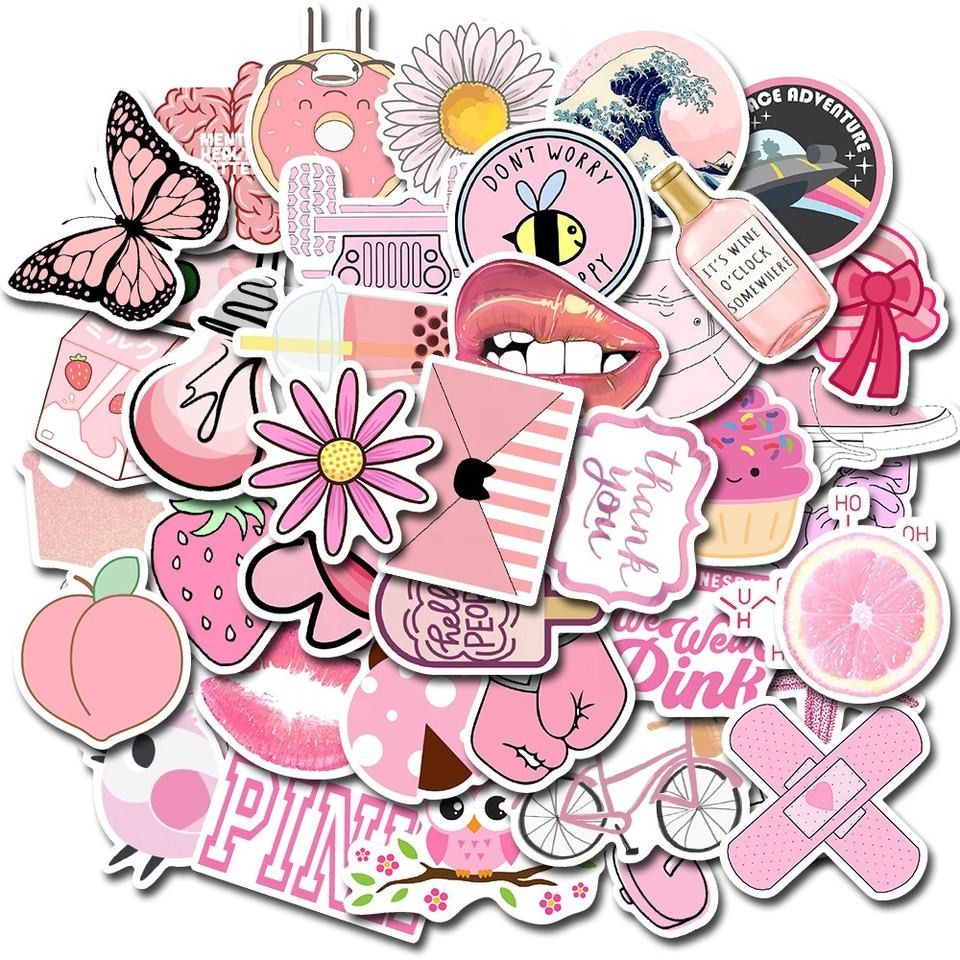 50 Piece Pink VSCO High Quality Vinyl Sticker Pack - Cute Kawai | Shop ...