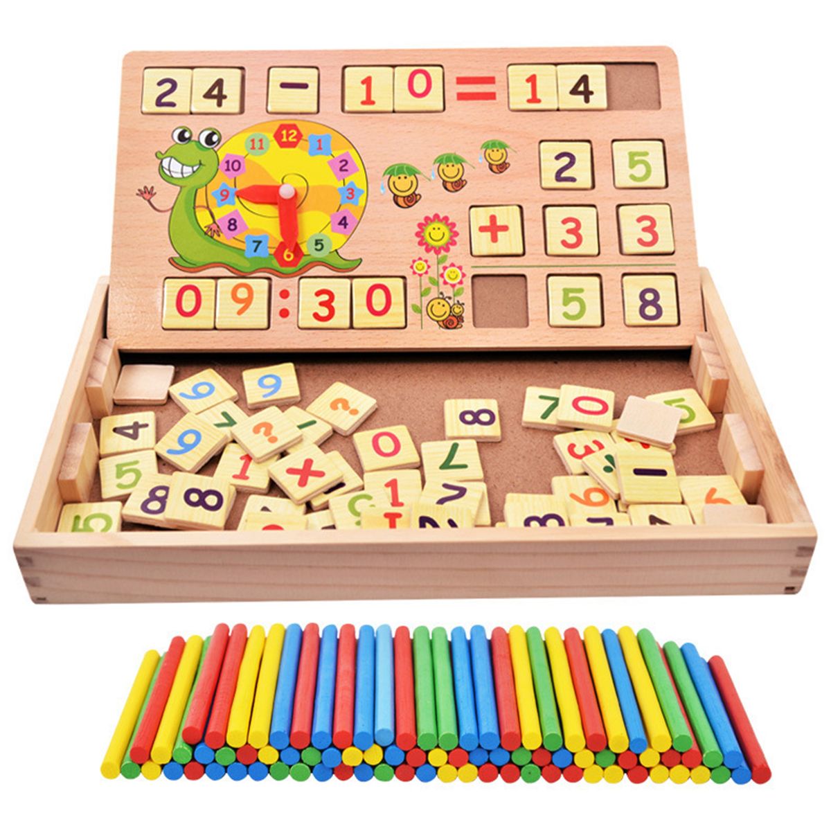 Educational Toy Math Number Counting Learning Box for Kids Wooden Math ...