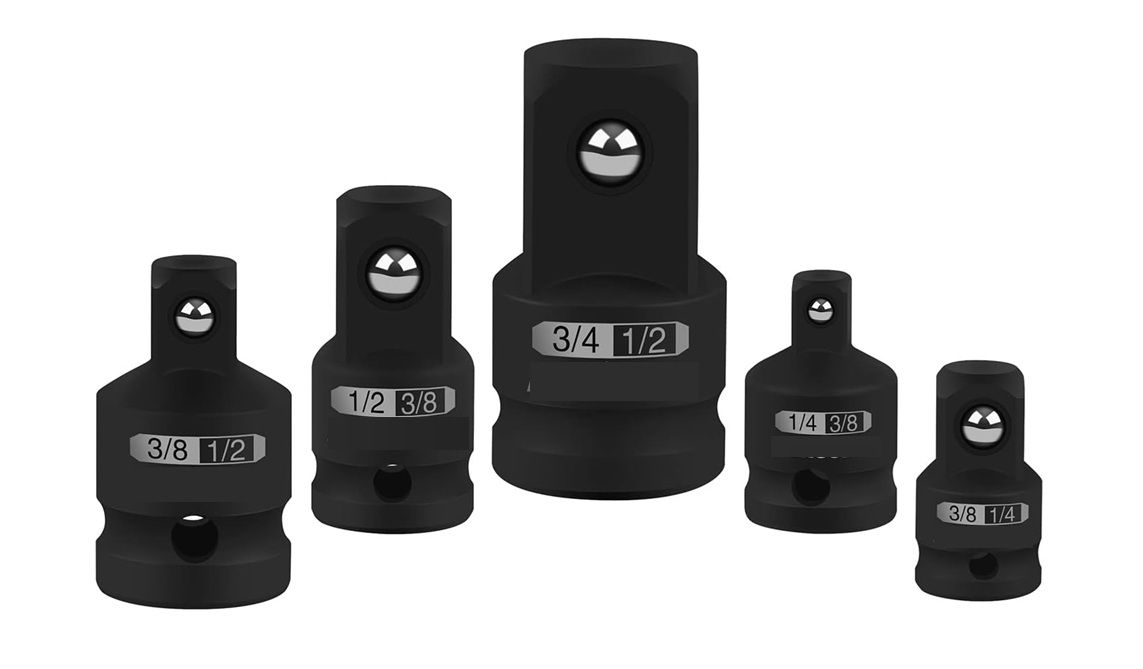 5-Piece Impact Socket Adapter Set, 1/4, 3/8, 1/2" SAE Socket Adapter ...