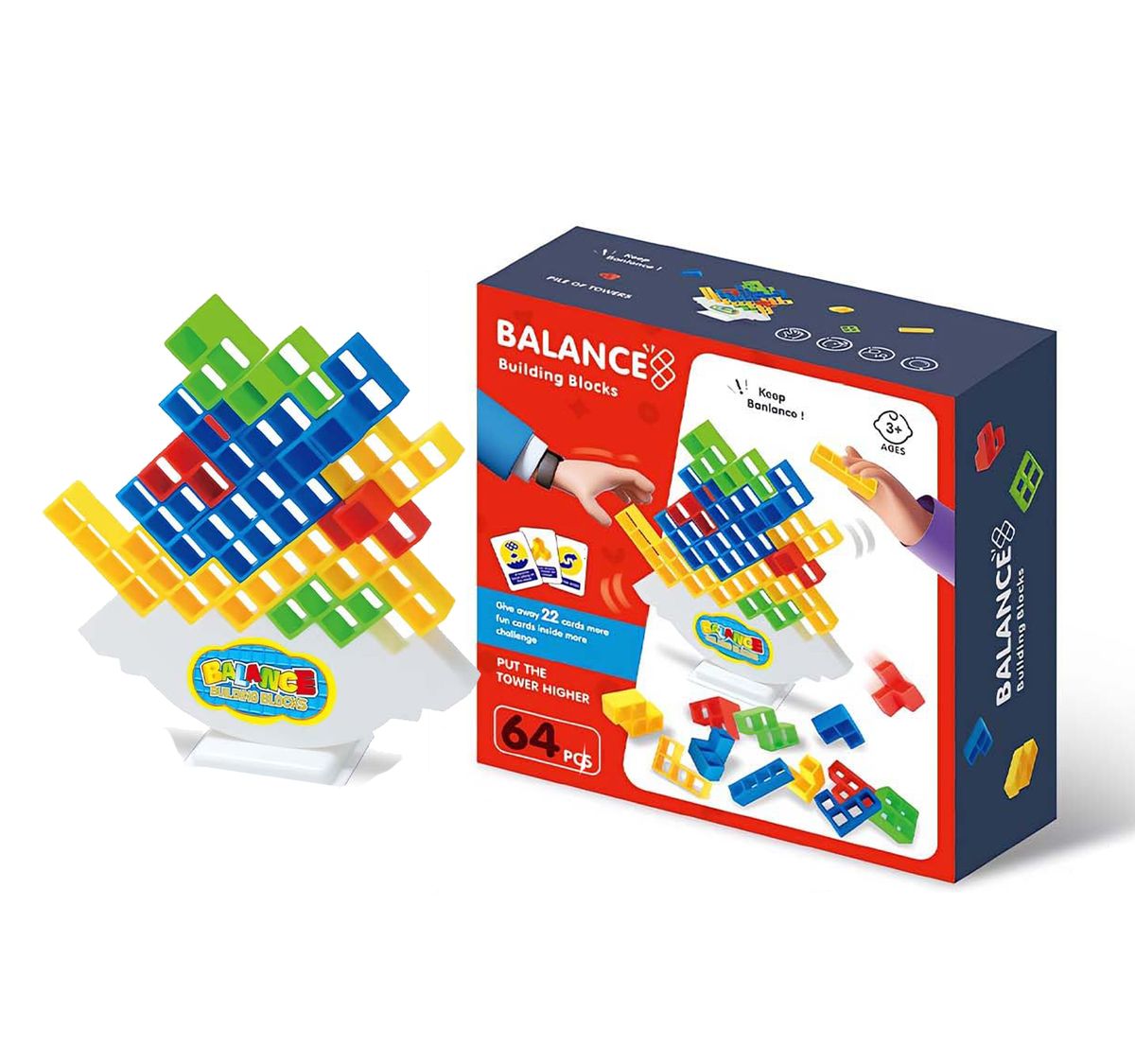 64 Piece Tetra Tower Balancing Stacking Game Toys Tetris Tower | Shop ...