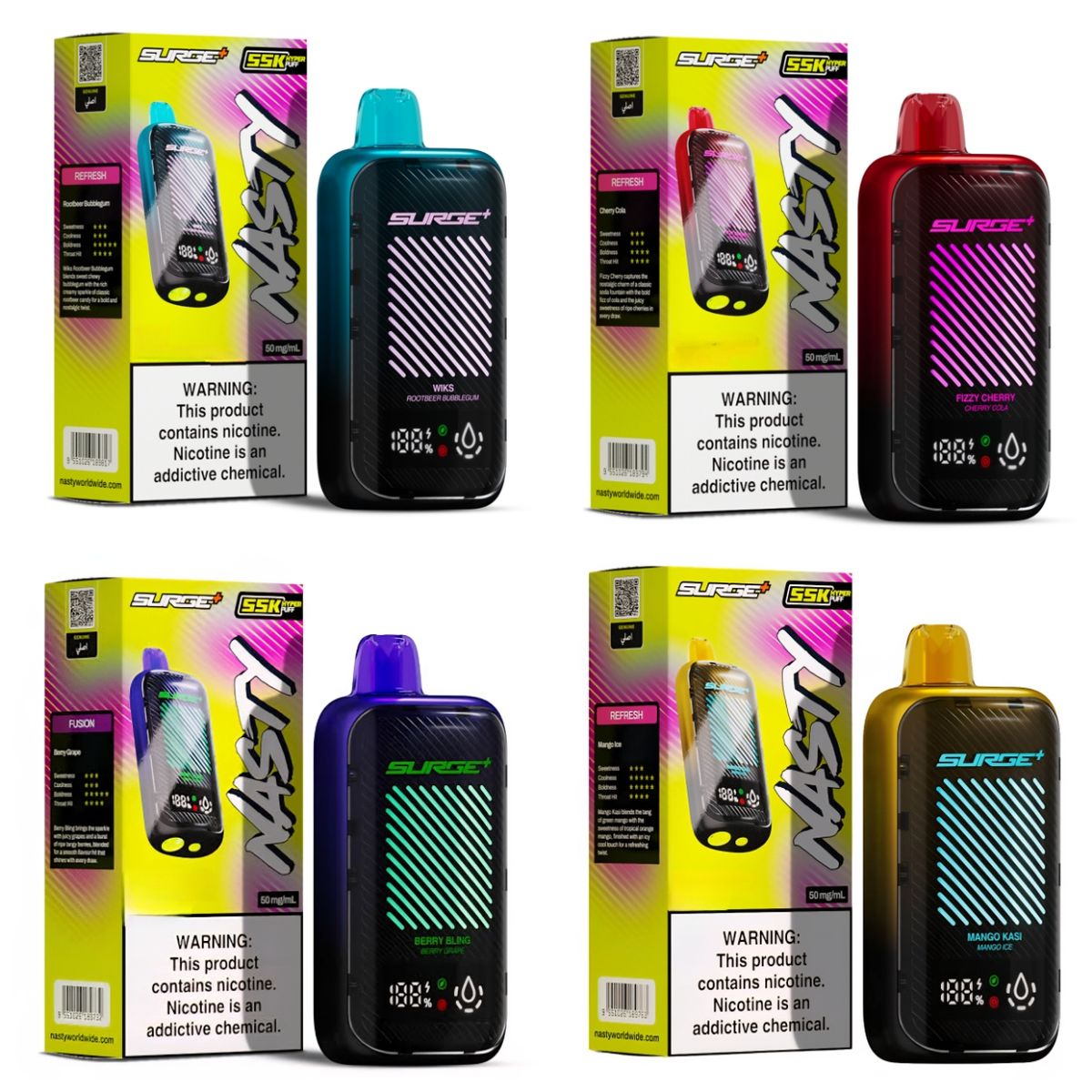 Nasty Surge 55000 Puffs Disposable Vape - Variety (Pack of 4) | Shop ...