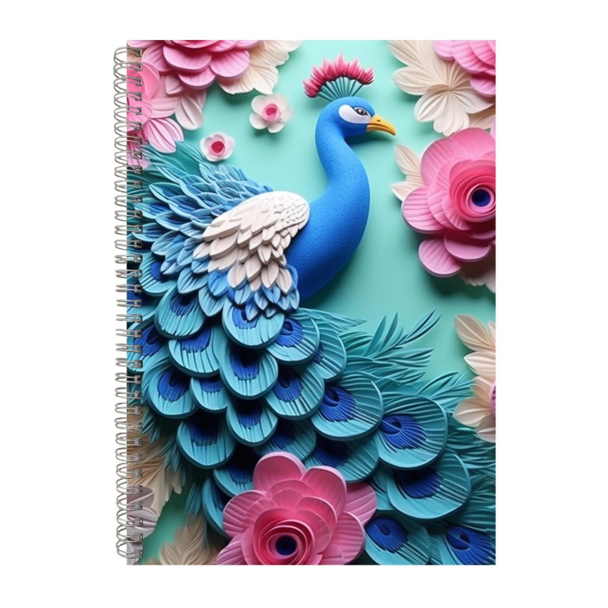 Peacock White Pink And Blue Flowers Notebook Gift Idea A4 Notepad Pad ...