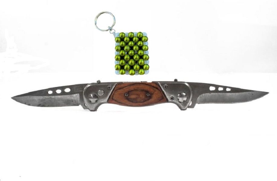 Double-Blade Pocket Knife with Wooden Handle & Key Holder | Shop Today ...