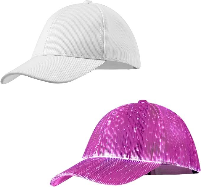 Unisex White Baseball Cap With Seven Colors Of Light, Fiber Cap LED Hat ...