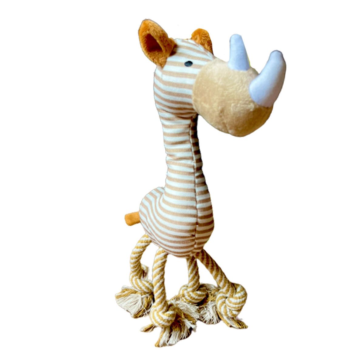 Striped Giraffe Rhino Durable Plush Squeaky Rope Chew Toy for Puppies ...